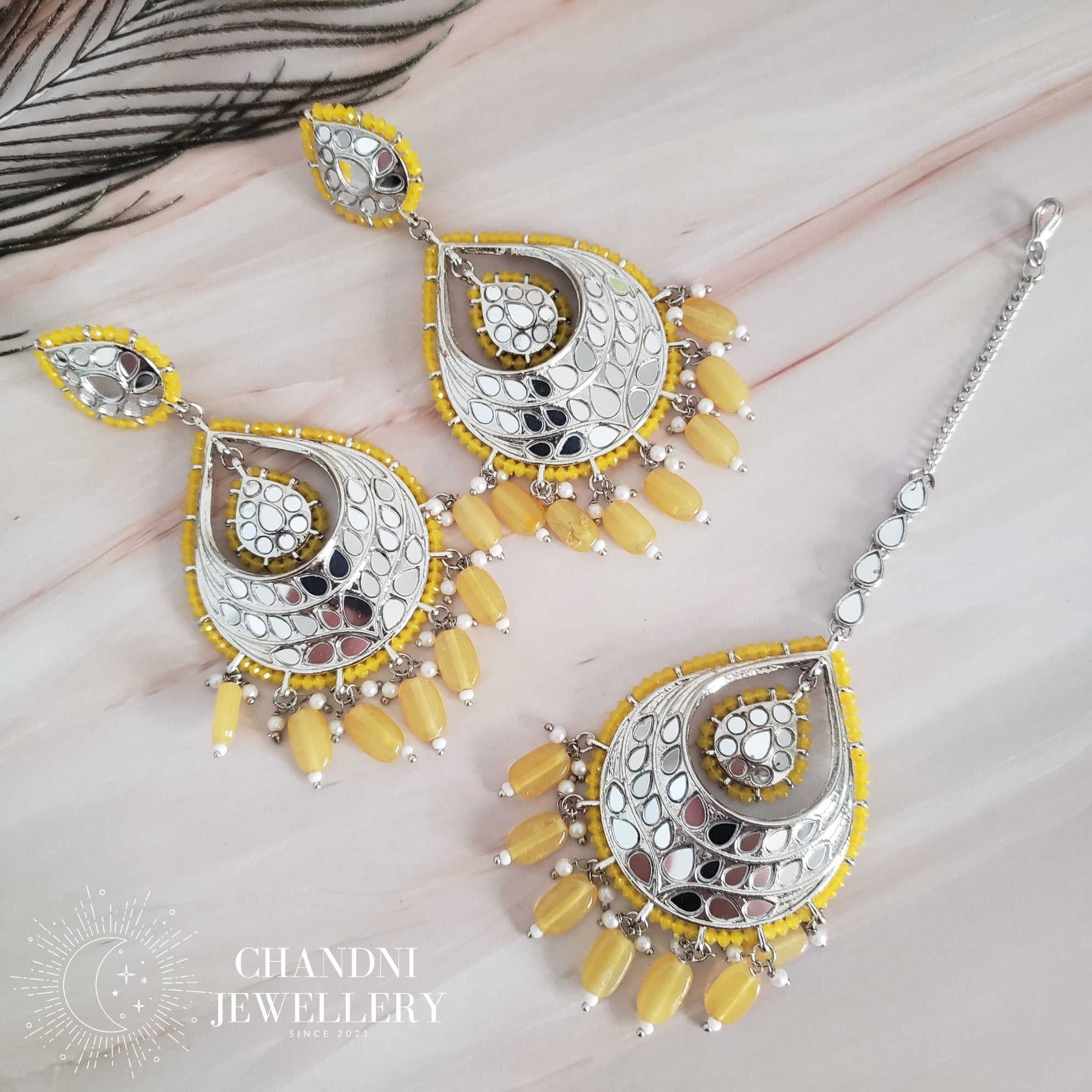 Kalapi Earring with Tikka | Earring and Tikka Sets