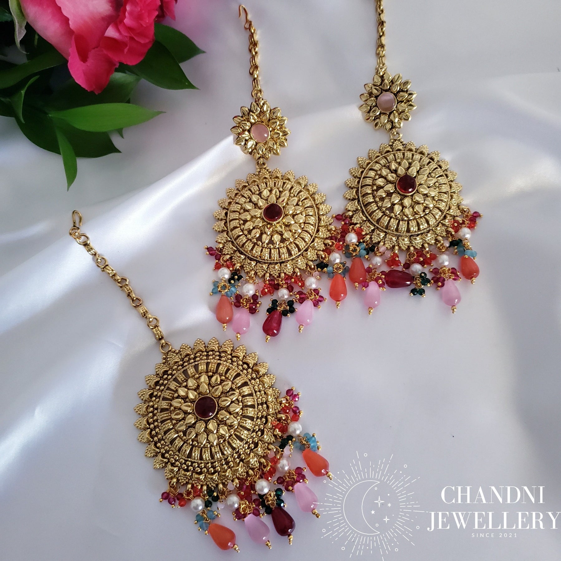 Pooja Earring and Tikka Set | Earring and Tikka Sets