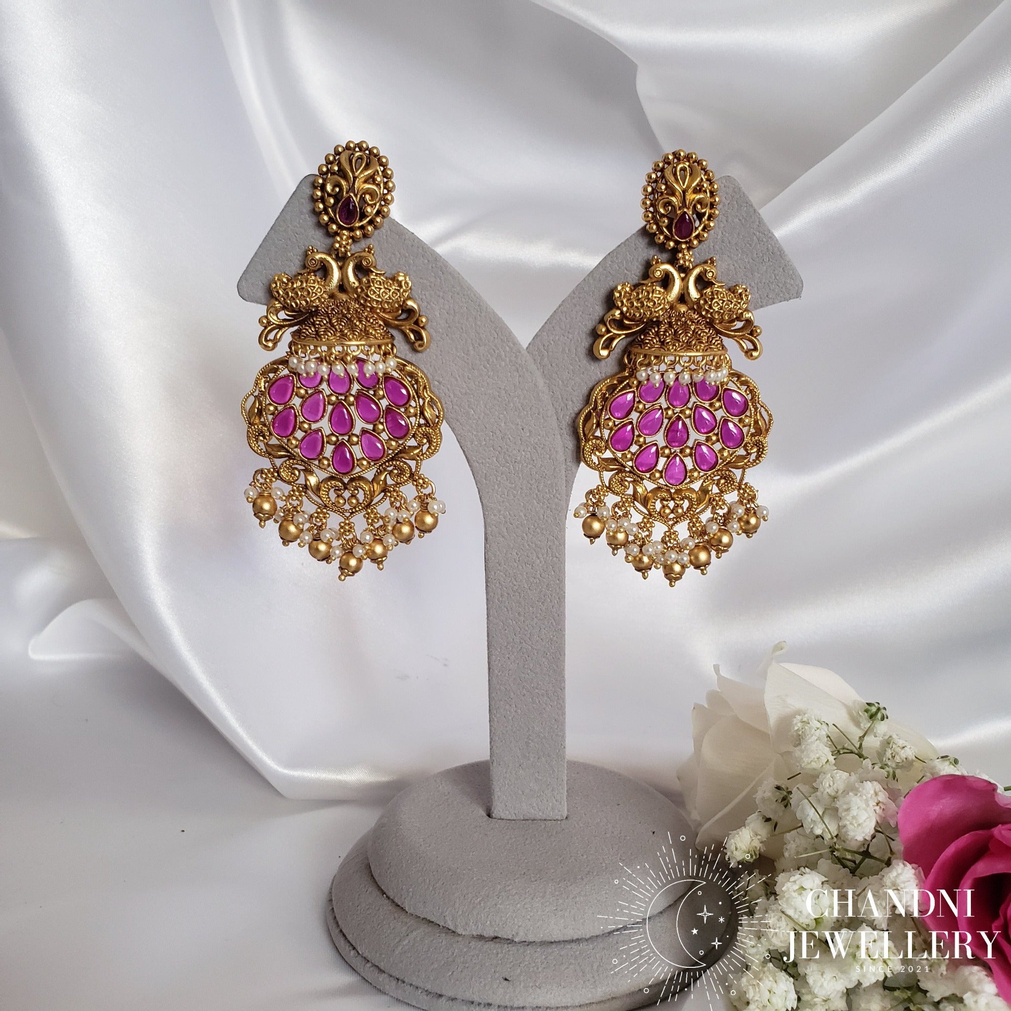Sangaya Earrings| Luxury Range | Gold Plated | Paachi Kundan